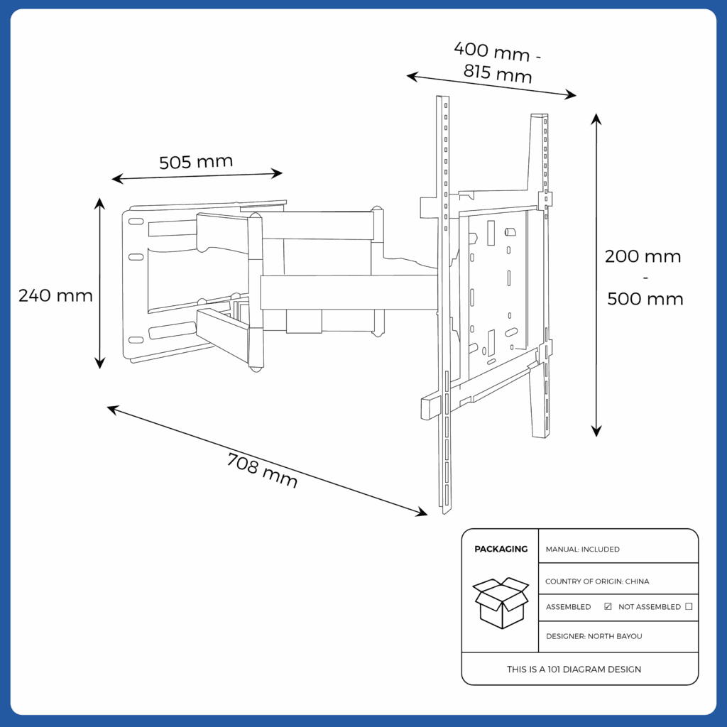 NB Ergonomic SP5 Heavy Duty TV Wall Mount (75"-110") - 101 Multimedia