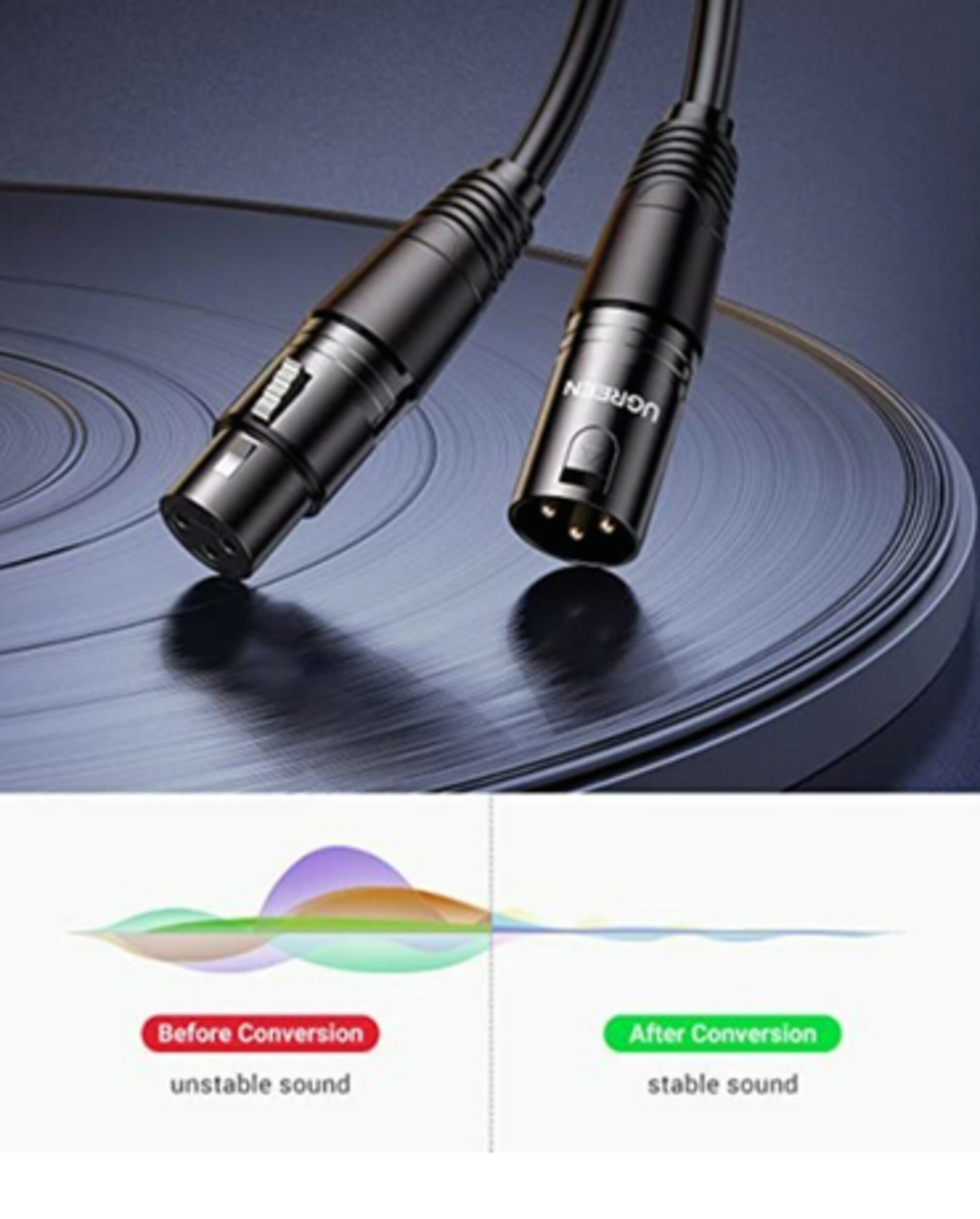 Ugreen - 20711 Cannon Male to Female Microphone Extension Audio Cable ...