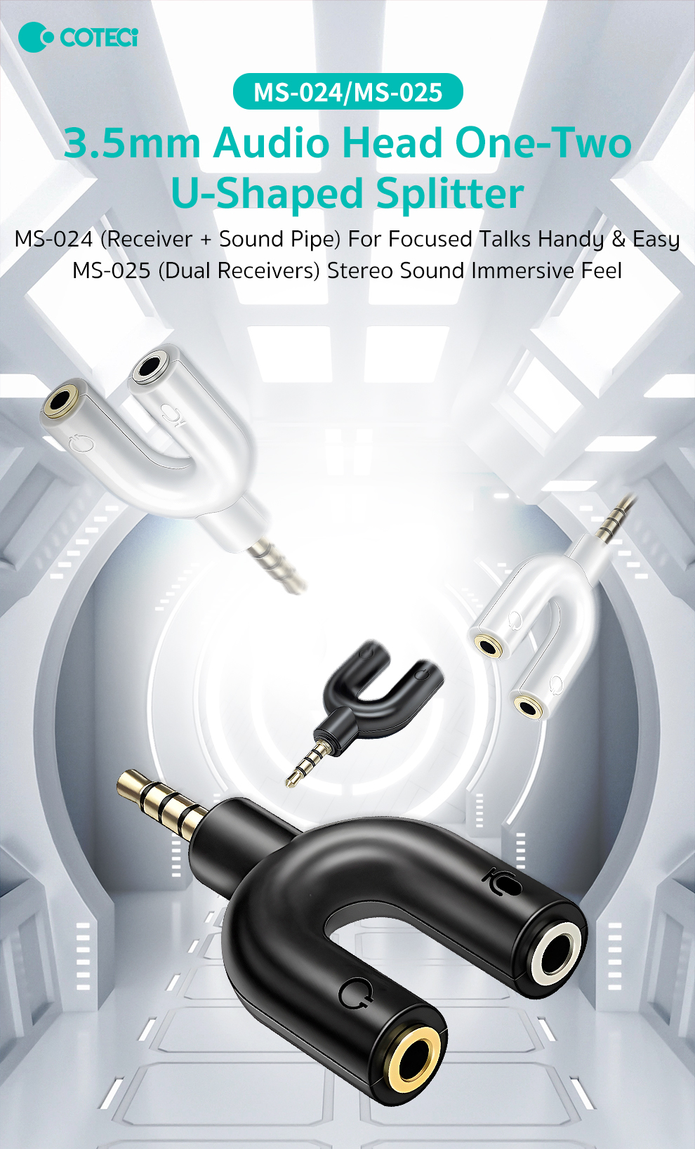 COTECi 3.5mm Audio Jack U-Shaped Splitter - 101 Multimedia