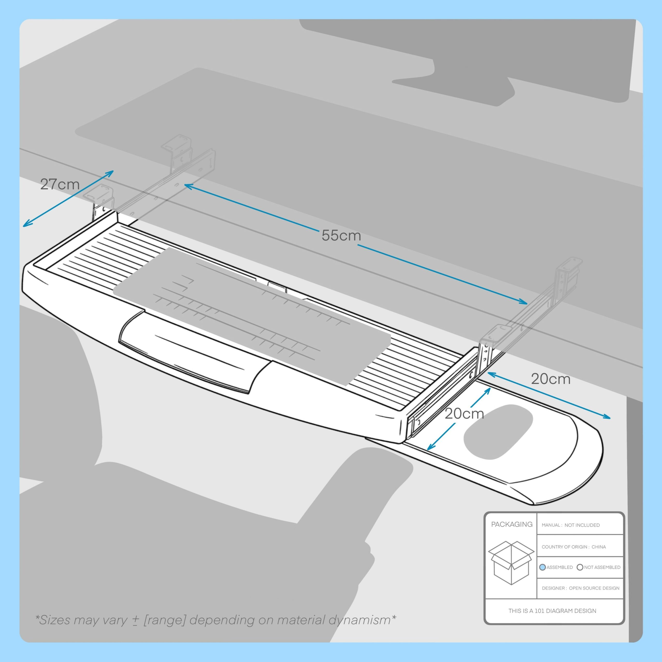 Adjustable Keyboard Under Desk Tray - 101 Multimedia